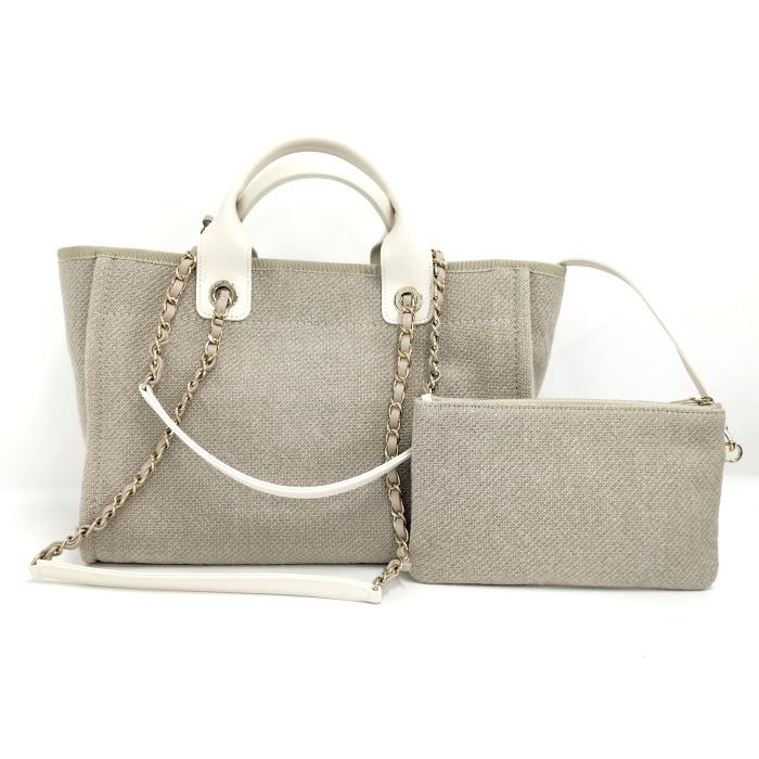 CHANEL 【中古】CHANEL ドーヴィル スモール 2WAYハンドバッグ ショッピングバッグ ベージュ ホワイト AS3257 : JJコレクション ヤフー店 - 通販 - Yahoo ...