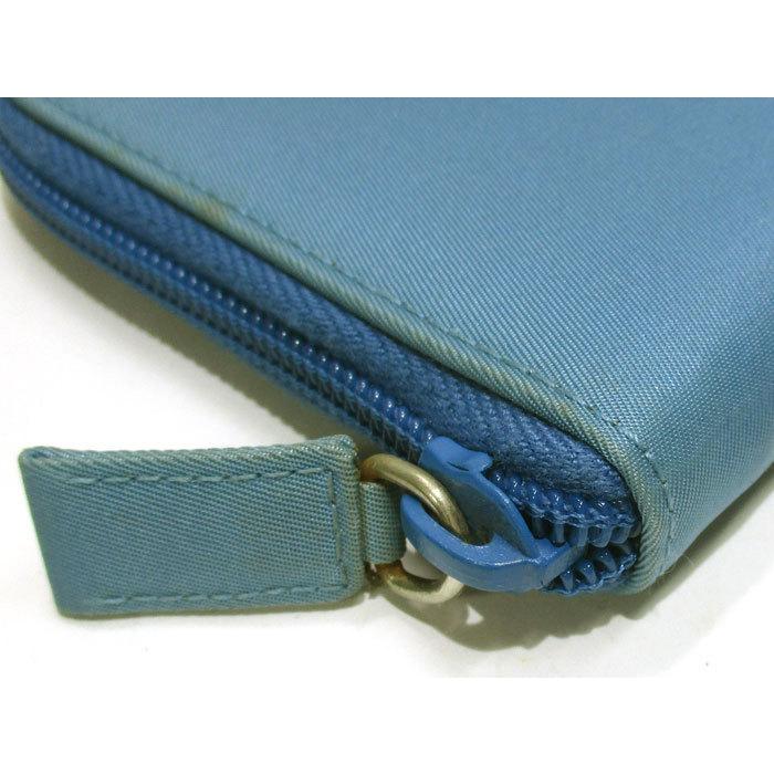 PRADA 【中古】PRADA ラウンドファスナー コンパクト財布 ナイロン レザー ライトブルー M606 : JJコレクション ヤフー店 - 通販 - Yahoo!ショッピング