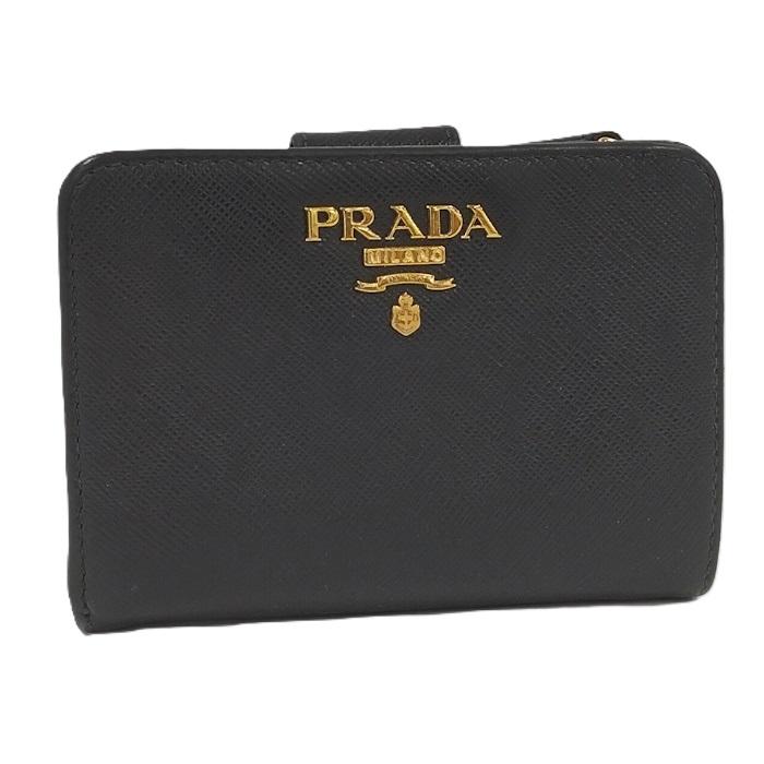 PRADA 二つ折り財布 レザー ブラック 1ML018 : JJコレクション ヤフー店 - 通販 - Yahoo!ショッピング