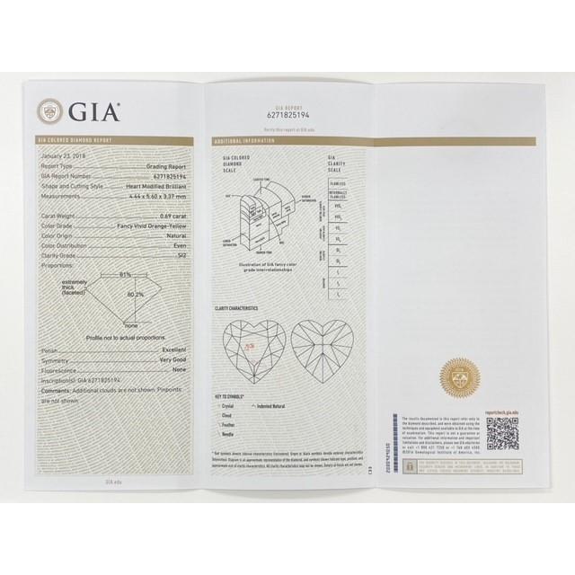 0.69ct FANCY VIVID ORANGE YELLOW SI2 GIA ハート ビビッドオレンジイエロー ダイヤモンドルース : JKダイヤ - 通販 - Yahoo!ショッピング