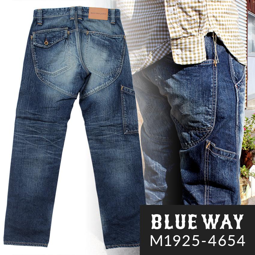 BLUE WAY（ブルーウェイ） ロガー ワークパンツ 13.5ozビンテージデニム（オールドブルーブリーチ）:M1925-4654 ...