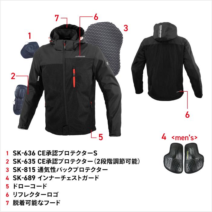 コミネ メッシュジャケット JK-1143 大きいサイズ 5XLB・6XLB プロテクトメッシュパーカーテン KOMINE 07-1143 バイク CE規格パッド付 : バイク用品の車楽 ...