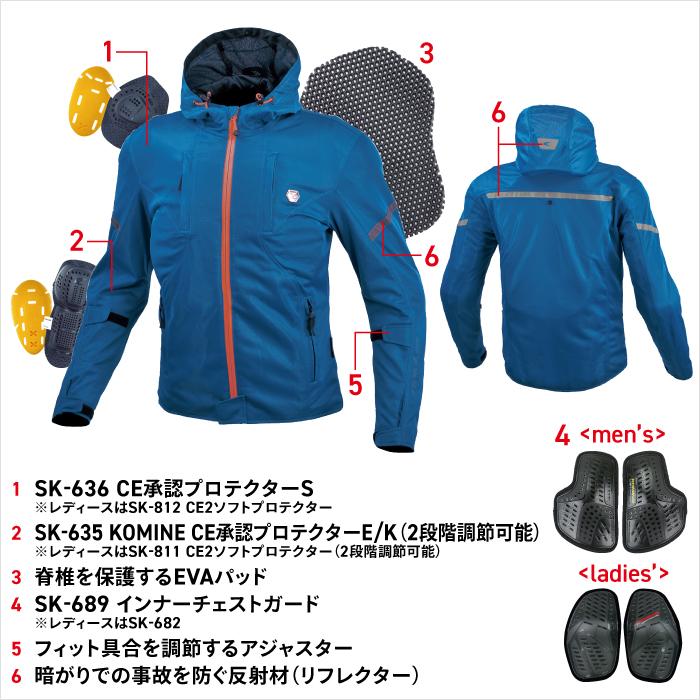 コミネ JK-152 MALLARD BLUE プロテクトメッシュパーカー KOMINE 07-152 バイク ジャケット CE規格パッド付 2022年新色 :JK-152-MLRD-BLUE ...