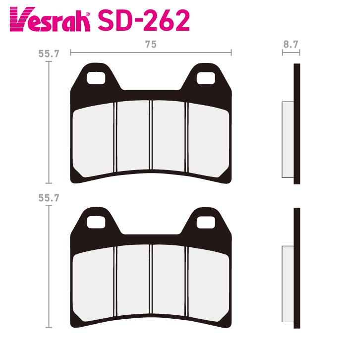 Vesrah ベスラ SD-262 レジンブレーキパッド バイク モト・グッツィ V7III Racer V7III Rough V7III Limited V85TT V9 Bobber ...