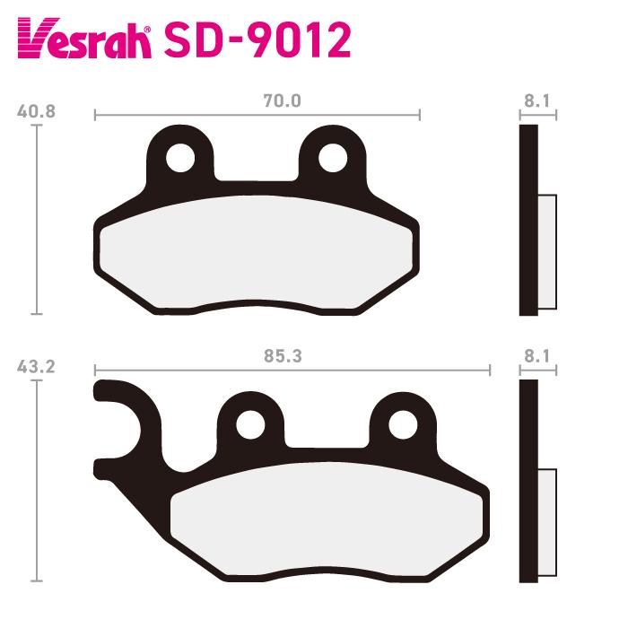 Vesrah ベスラ SD-9012 レジンブレーキパッド バイク サンヤン Symphony ST Symply 50 SR Fiddle III Jet Sport X50 Mii 110 ...
