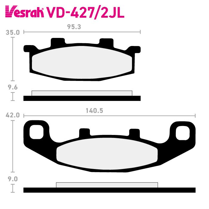 Vesrah ベスラ VD-427-2JL シンタードメタルパッド バイク カワサキ KLE250 KLE400 ZL400 KLE500 : バイク用品の車楽 - 通販 - Yahoo!ショッピング