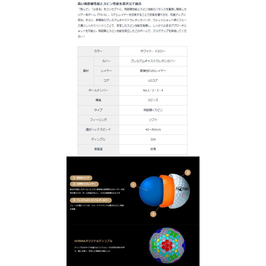 Callaway マーク入り【ソッコーマーク】ゴルフボール 1〜3営業日発送 ホンマ TW-X 1ダース(12球) HONMA TWX ホンマゴルフ 本間 イラストボール 24B ...