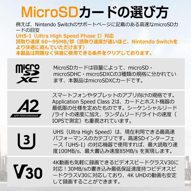 JNH microSDXC 512GB R:100MB/S W:85MB/S UHS-I U3 V30 4K Ultra HD A2 5年保証 Nintendo Switch動作確認済 翌日 ...