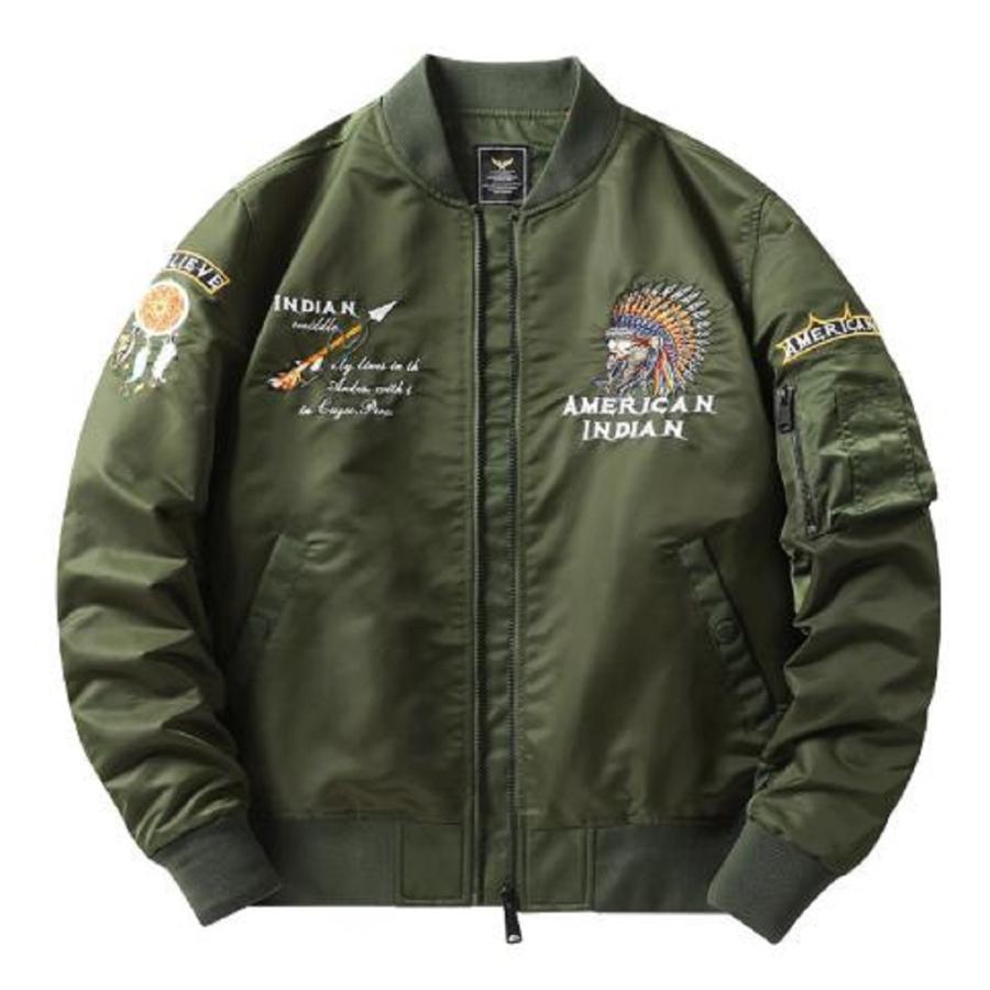 MA-1 フライトジャケット 刺繍入 り インディアン ミリタリージ ャケット スカジャン ブルゾン モスグリーン 3XL : noma-fb-954 : nomado.j ヤフー店 - 通販 ...