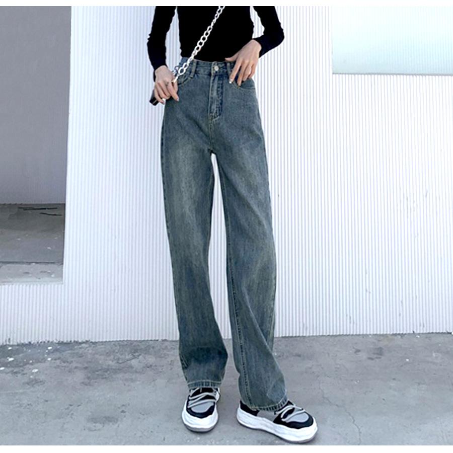 裏起毛 デニム ハイウエスト ストレート 定番 シンプル 脚長 パンツ カジュアル ロング丈 新作 春 秋 冬 ブルー S M L XL JOCOSA 9120 : 9120 : JOCOSA ...