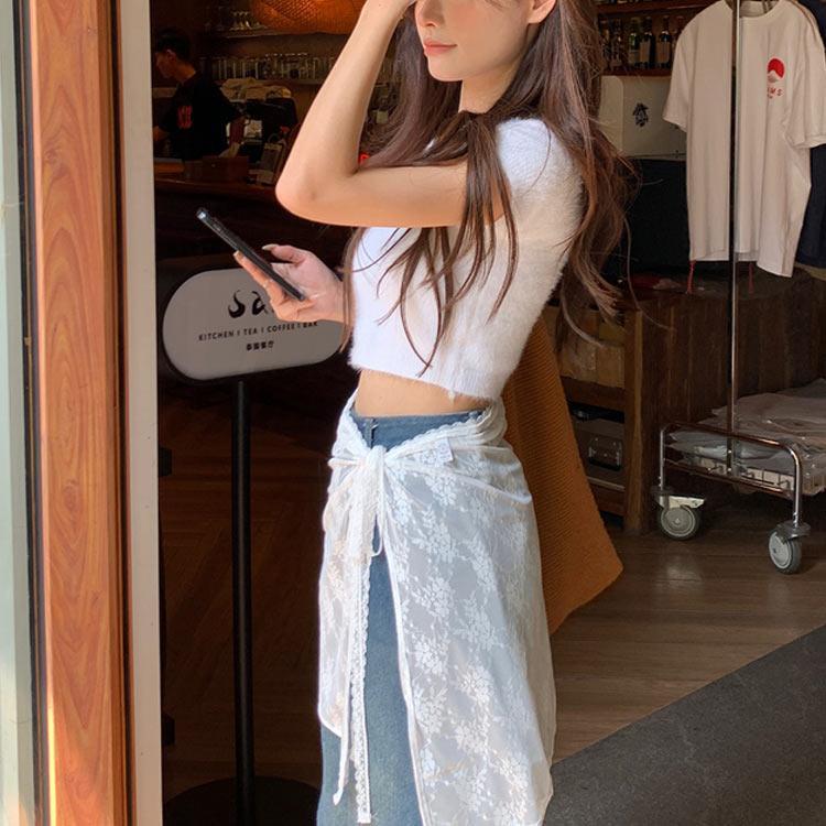 つけ裾 シースルー レース チュール 重ね着風 付け裾 スカート ラップスカート 巻きスカート 体型カバー インナー フェイクレイヤード レイヤード : Jolicoer - 通販 ...