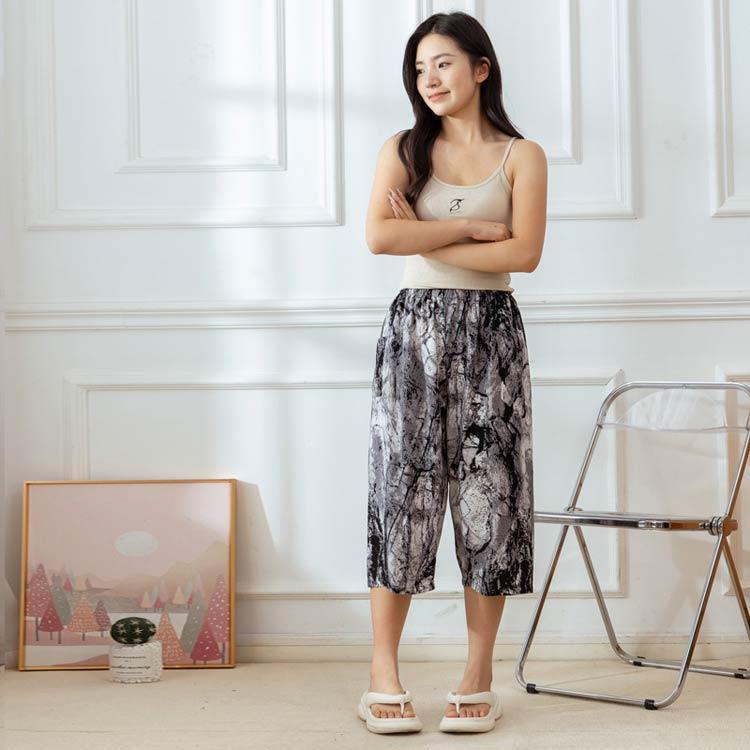 ナイトウェア 肌に優しい ボトムス ワイドパンツ 薄手 伸縮性 リラックスパンツ 7分丈 パジャマ レディース ポケット付き ウエストゴム 2枚セッ : Jolicoer - 通販 ...