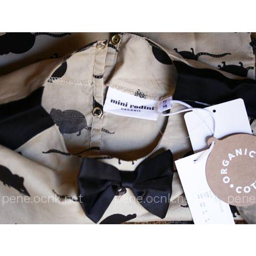 ミニロディーニ mini rodini MOUSE AOP BLOUSE マウスブラウス ネズミ柄 大きなリボン :10002486:ジョリー ...