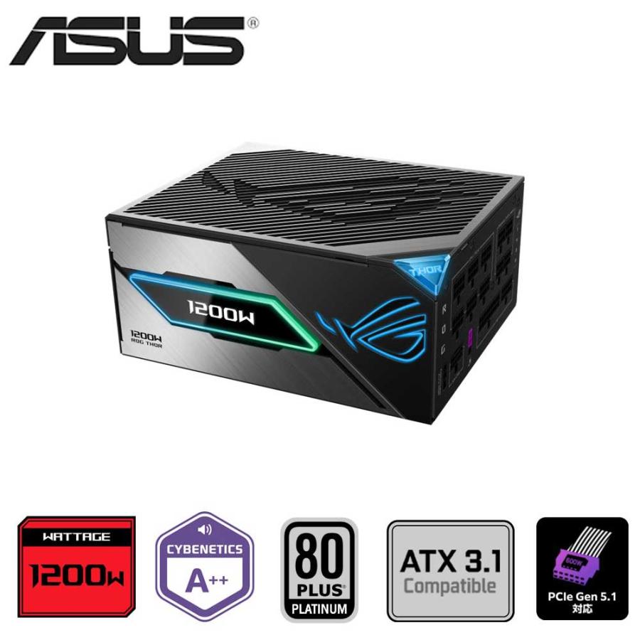 ASUS ASUS｜エイスース ROG-THOR-P3-GAMINGシリーズ 80PLUS PLATINUM ATX電源ユニット 1200W ...
