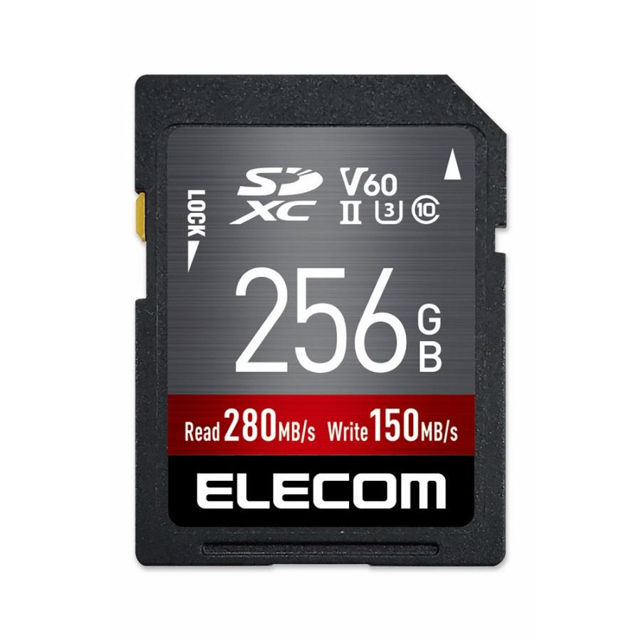 ELECOM（エレコム） エレコム｜ELECOM SDカード SDXC 256GB Class10 UHS-II U3 V60 最大転送速度280MB/s 防水 IPX7準拠 4K動画に最適 ...