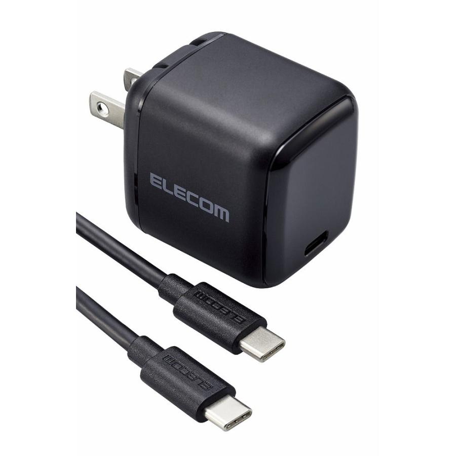ELECOM エレコム USB PD 65W AC充電器(Type-C×1)(Type-C-Cケーブル付属/ 2m) PPS対応 折りたたみプラグ 小型 ACDC-PD8765BK 返品種別A ...