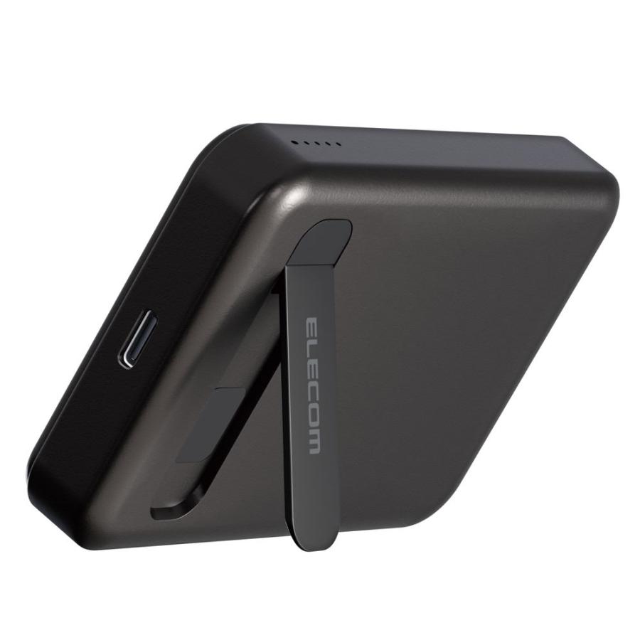 ELECOM エレコム MagSafe対応 ワイヤレスモバイルバッテリー 5000mAh スタンド付き(ブラック) DE-C53-5000BK 返品種別A : Joshin web - 通販 ...
