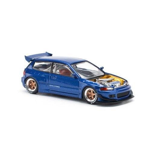 POP RACE 1/ 64 PANDEM CIVIC EG6 METALLIC BLUE WITH OPEN HOOD(PR640174)ミニカー 返品種別B : 4562129857317 ...