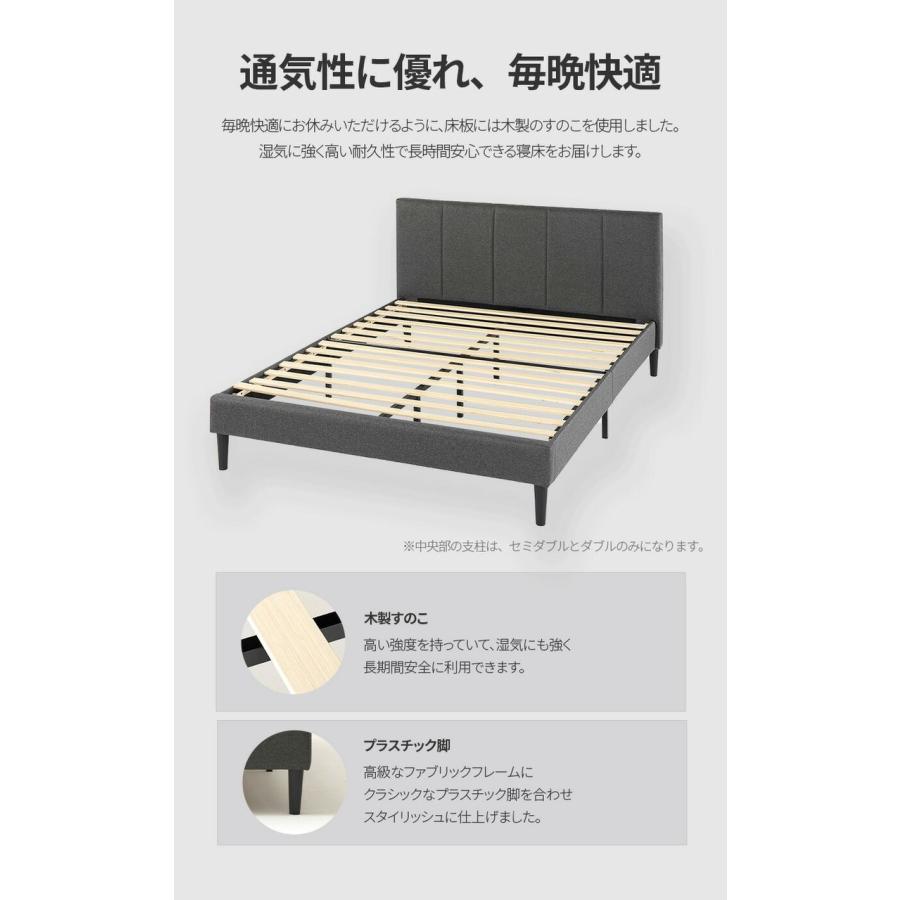 ZINUS JAPAN Maddon 布張りベッドフレーム ダブル(サイズ(約)：横146×縦204×高さ89cm) 適合マットレス規格140×195cm ZJ-FPPVGR-12D 返品種別 ...