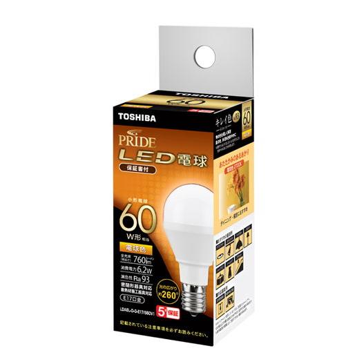 TOSHIBA 東芝 LED電球 小形電球形 760lm(電球色相当) NVC LDA6L-D-G-E17/ S60V1 返品種別A : Joshin web - 通販 - Yahoo!ショッピング