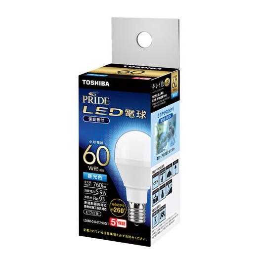 TOSHIBA 東芝 LED電球 小形電球形 760lm(昼光色相当) NVC LDA6D-D-G-E17/ S60V1 返品種別A : Joshin web - 通販 - Yahoo!ショッピング