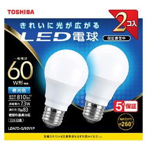 TOSHIBA 東芝 LED電球 一般電球形 810lm(昼光色相当)(2個セット) LDA7D-G/ 60V1P 返品種別A : Joshin web - 通販 - Yahoo!ショッピング