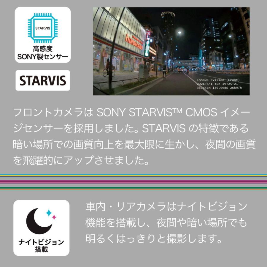 innowa 前中後3カメラ同時録画 ドライブレコーダー innowa 3Vision 3V001 返品種別A : 4589415790110-37-22972 : Joshin web ...