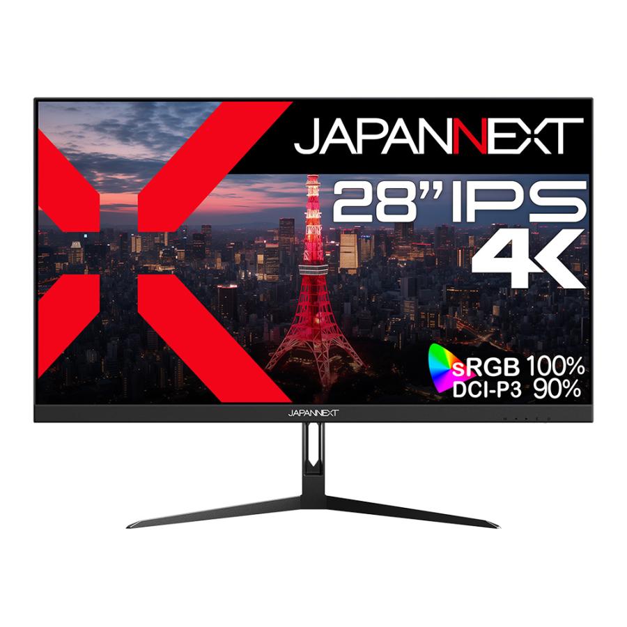 JAPANNEXT 液晶ディスプレイ(28型/IPS(AAS)/4K 3840×2160/75Hz/2ms/HDR10/HDMI2.0/DP1.2/1年保証)(ブラック) JN-IPS28U ...