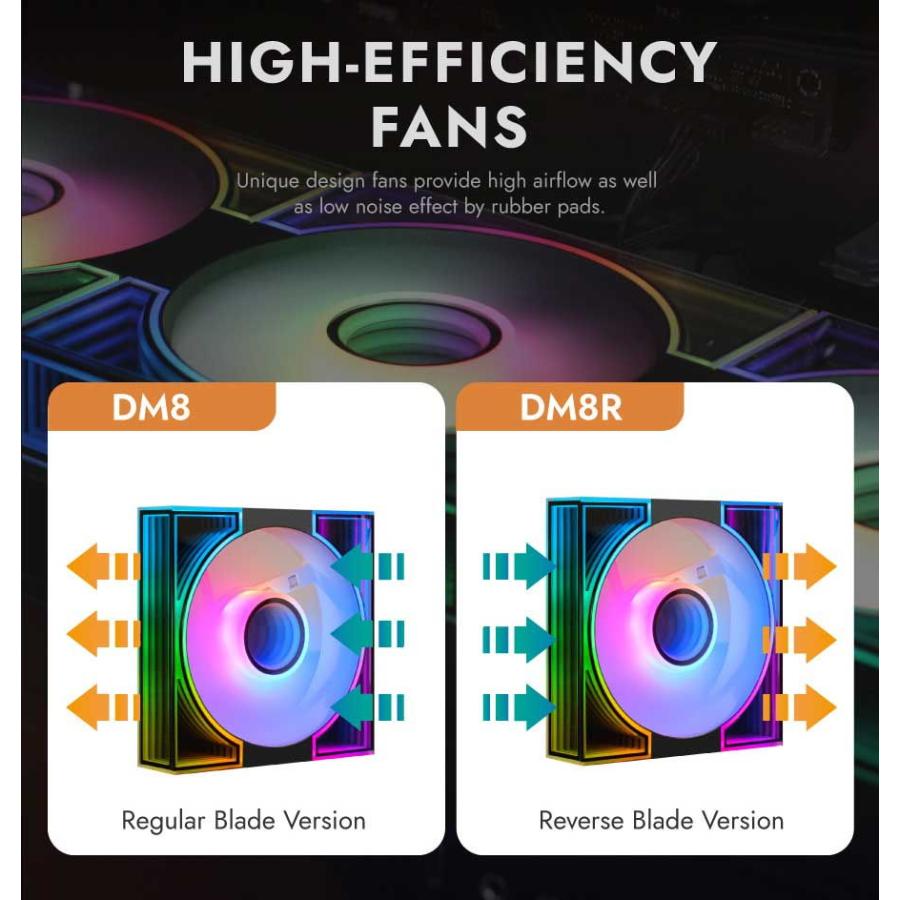 darkFlash｜ダークフラッシュ インフィニティミラー搭載 120mm ARGB ケースファン DM8(ブラック) DM8-BLACK-SINGLEFAN 返品種別B : Joshin ...