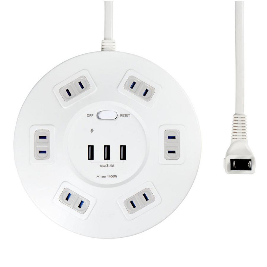 ELPA 丸形 集中スイッチ付USBタップ(6個口+USB3ポート・2m) WLS-R6332BUA(W) 返品種別A : Joshin web - 通販 - Yahoo!ショッピング