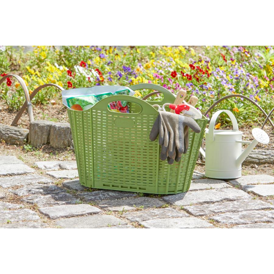 清水産業 折りたためるガーデニングバスケット (20L・グリーン) 120675 返品種別A : 4905605206757-25-51492 ...