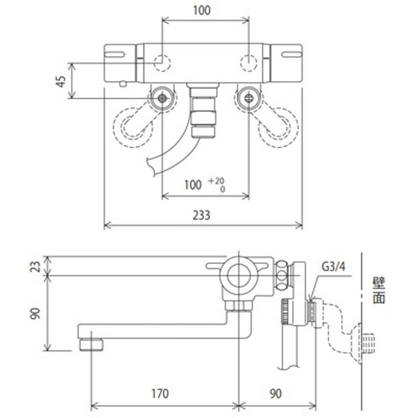 KVK 壁付き2穴 シャワー混合栓(浴室用) (水栓)KVK KF800UT(YZ) 返品種別B : Joshin web - 通販 - Yahoo!ショッピング