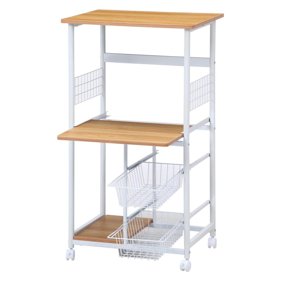 不二貿易 レンジワゴン(ホワイト×ナチュラル) コロコロ動くたっぷり収納キッチンワゴン レンジワゴン FBC-9812 WH/ NA 15422 返品種別A : Joshin web - 通販 ...