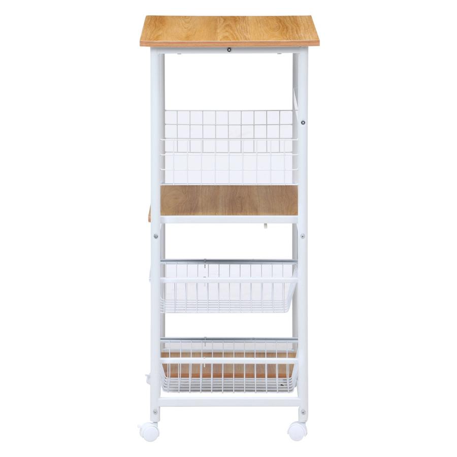 不二貿易 レンジワゴン(ホワイト×ナチュラル) コロコロ動くたっぷり収納キッチンワゴン レンジワゴン FBC-9812 WH/ NA 15422 返品種別A : Joshin web - 通販 ...