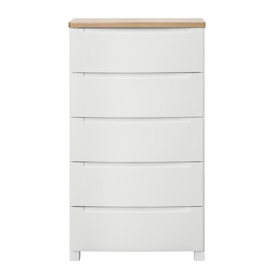 IRIS OHYAMA（アイリスオーヤマ） ウッドトップノックダウンチェスト 幅56cm×5段 (ホワイト) KDMG-565WTホワイト ...