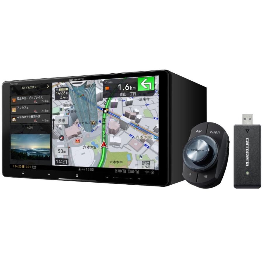 Pioneer パイオニア 9V型HD/TV/DVD/CD/Bluetooth/USB/SD/チューナーAV一体型メモリーナビゲーション ネットワークスティックセット AVIC-CQ912IV ...