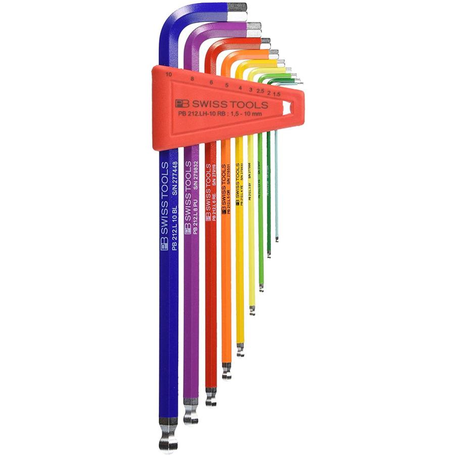 PB SWISS TOOLS PBスイスツールズ レインボーL型レンチセット ロング ホルダー付(球面ヘッド付 9本セット 212.LH-10 RB CN 返品種別A : Joshin web ...