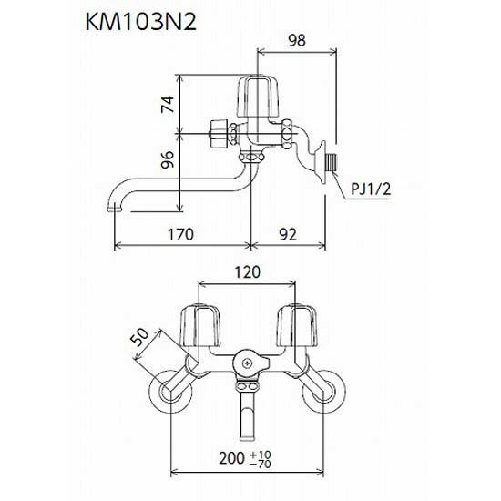 KVK キッチン用 KM103N2 一時止水付2ハンドル混合栓 :KM103N2:ジュールプラスYahoo!店 - 通販 - Yahoo!ショッピング