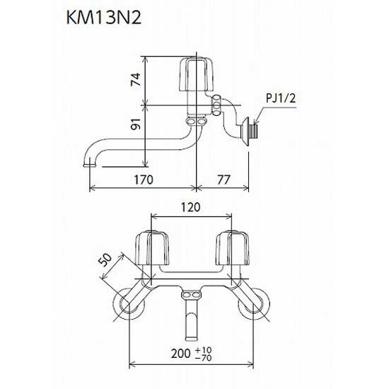 KVK 浴室用 KM13N2 2ハンドル混合栓 : km13n2 : ジュールプラスYahoo!店 - 通販 - Yahoo!ショッピング