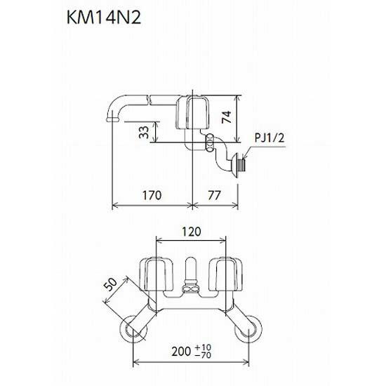 KVK 浴室用 KM14N2 2ハンドル混合栓 :KM14N2:ジュールプラスYahoo!店 - 通販 - Yahoo!ショッピング