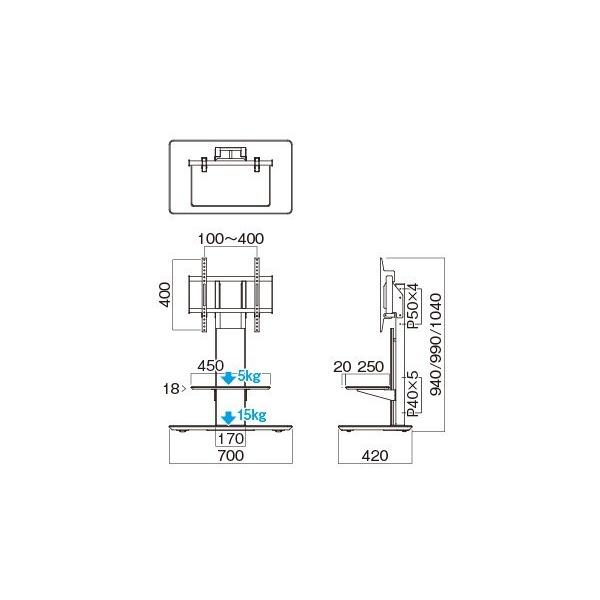 ハヤミ工産 TIMEZ KF-950 〜55V型対応 テレビスタンド KF-900 series : ジョイフルオクダ電機 Yahoo!店 - 通販 - Yahoo!ショッピング