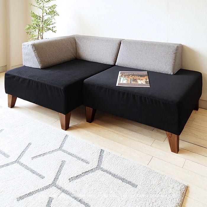 【W1720ソファ＋W1080オットマン＋W860背クッション＋W640背クッションの4点セット】カウチソファ 86ソファ 3Pソファ フラットソファ 86シリーズ : 9-86sofa ...