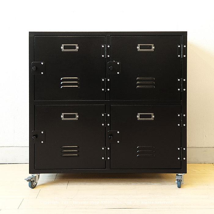 【次回入荷未定】チェスト 4段チェスト ロッカー風のチェスト キャスター付き ブラック スチールチェスト : JOYSTYLE interior - 通販 - Yahoo!ショッピング