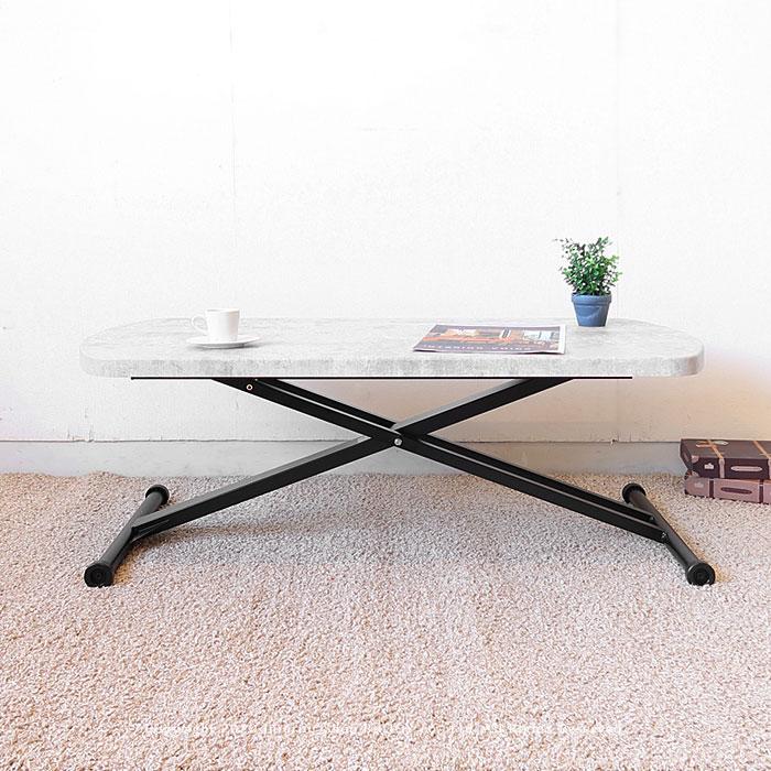 リフティングテーブル 昇降テーブル LDテーブル ソファダイニング デスク 作業台 幅120cm セメント柄 グレートップ スチール脚 高さ調節 : JOYSTYLE interior ...