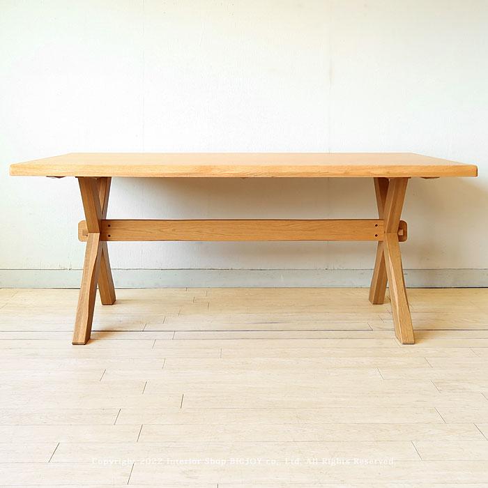 ダイニングテーブル 食卓 一枚板風 開梱設置配送 幅140cm 150cm 165cm 180cm オーク材 オーク無垢材 X脚（※チェア別売） : JOYSTYLE interior ...