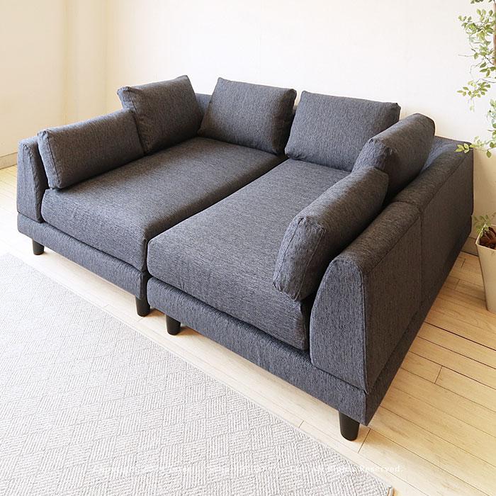 【W1400片肘ソファ×2セット子供が喜ぶ島のようなソファ 島ソファ 左肘ソファと右肘ソファのセット カウチソファ 3人掛けソファ : d-so-8holb-bnod-2p-140-2set ...