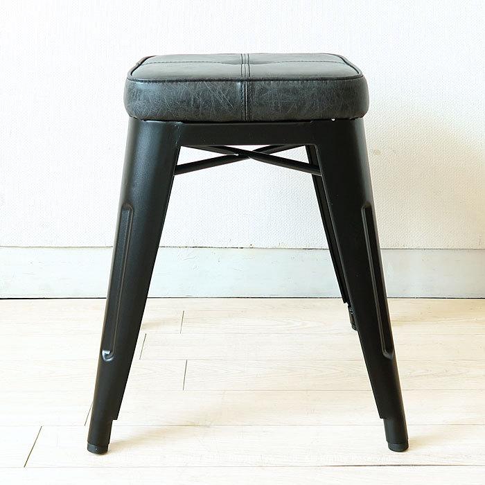 2脚セット スツール スタッキングスツール チェア レトロな風合い スチール ブラック ヴィンテージ加工 ブラックレザー : JOYSTYLE interior - 通販 - Yahoo!ショッピング