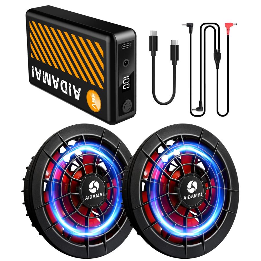 2024年 NEWモデル 25000mAh 22V高電圧出力 ファン付き作業服対応 ファンバッテリー セット防水防塵付き 防塵カバー付き ...