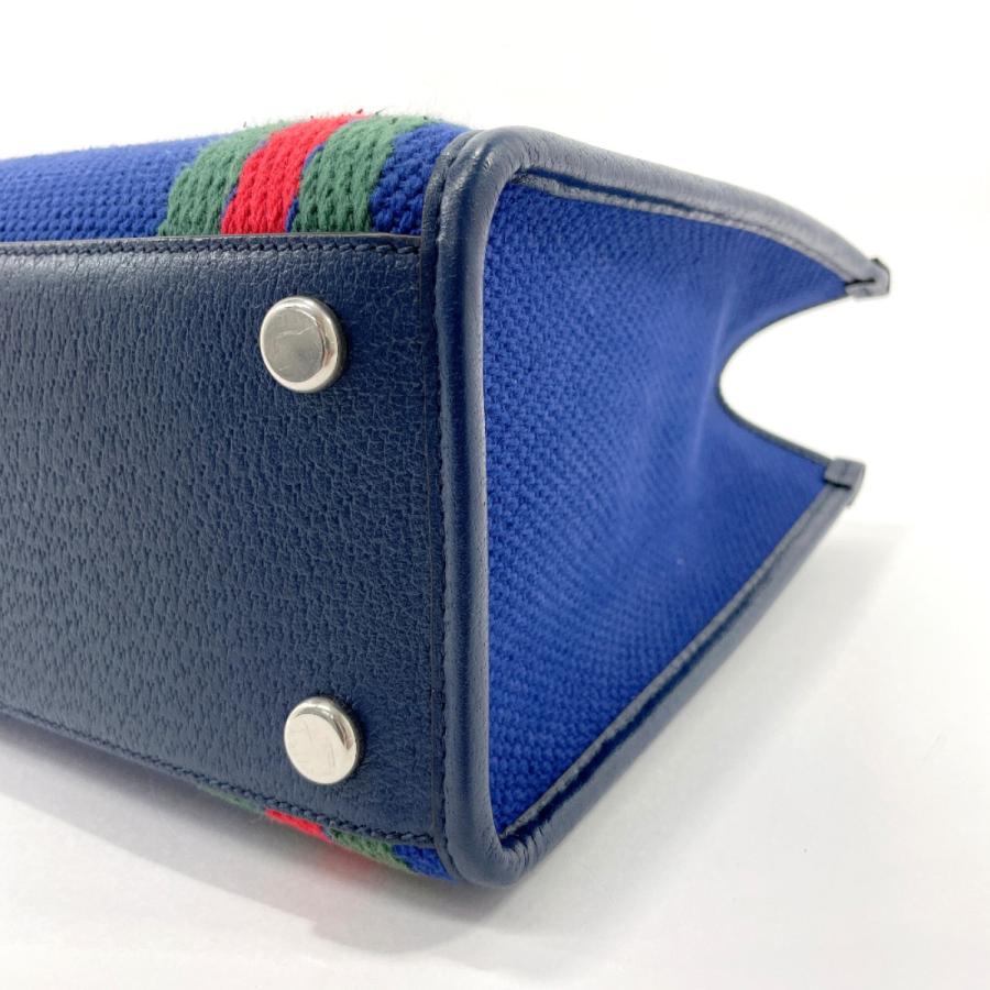 GUCCI グッチ トートバッグ ハンドバッグ 701737 インターロッキングG コットン/レザー ネイビー ウェブストライプ : JP ...