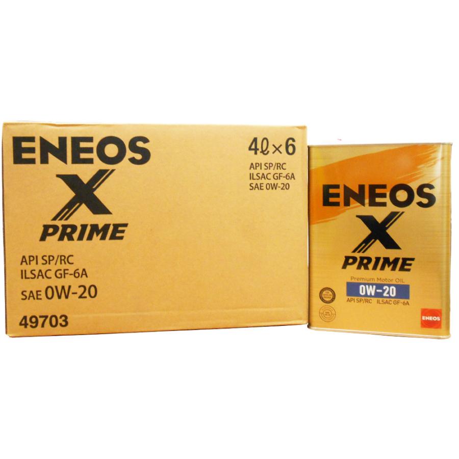 【6缶セット】 ENEOS X PRIME (エックスプライム) エンジンオイル 0W-20 SP/RC GF-6A (100％化学合成油) 4L×6缶(1ケース) : フィルター&エンジン ...